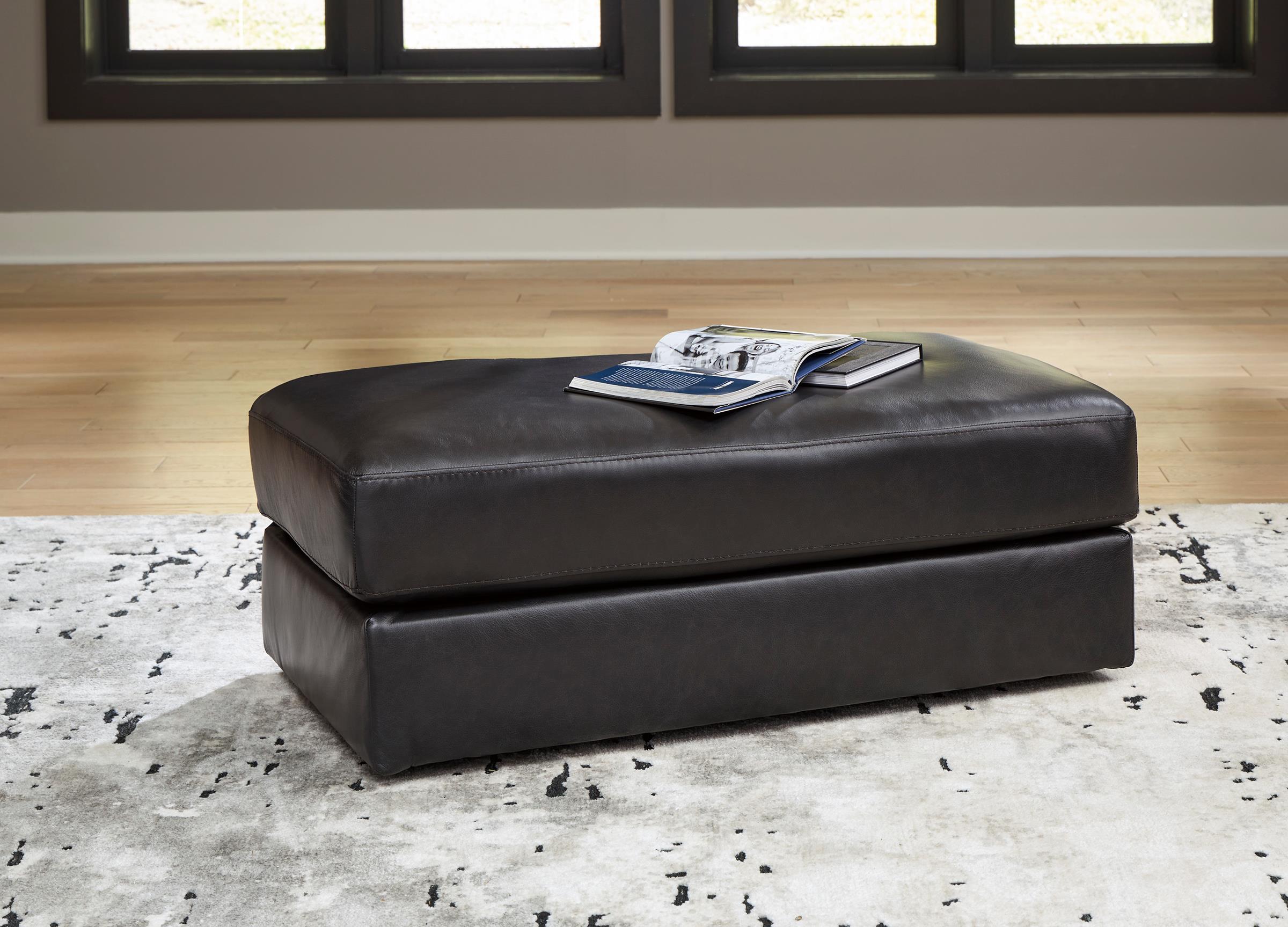 Oversized black leather ottoman store