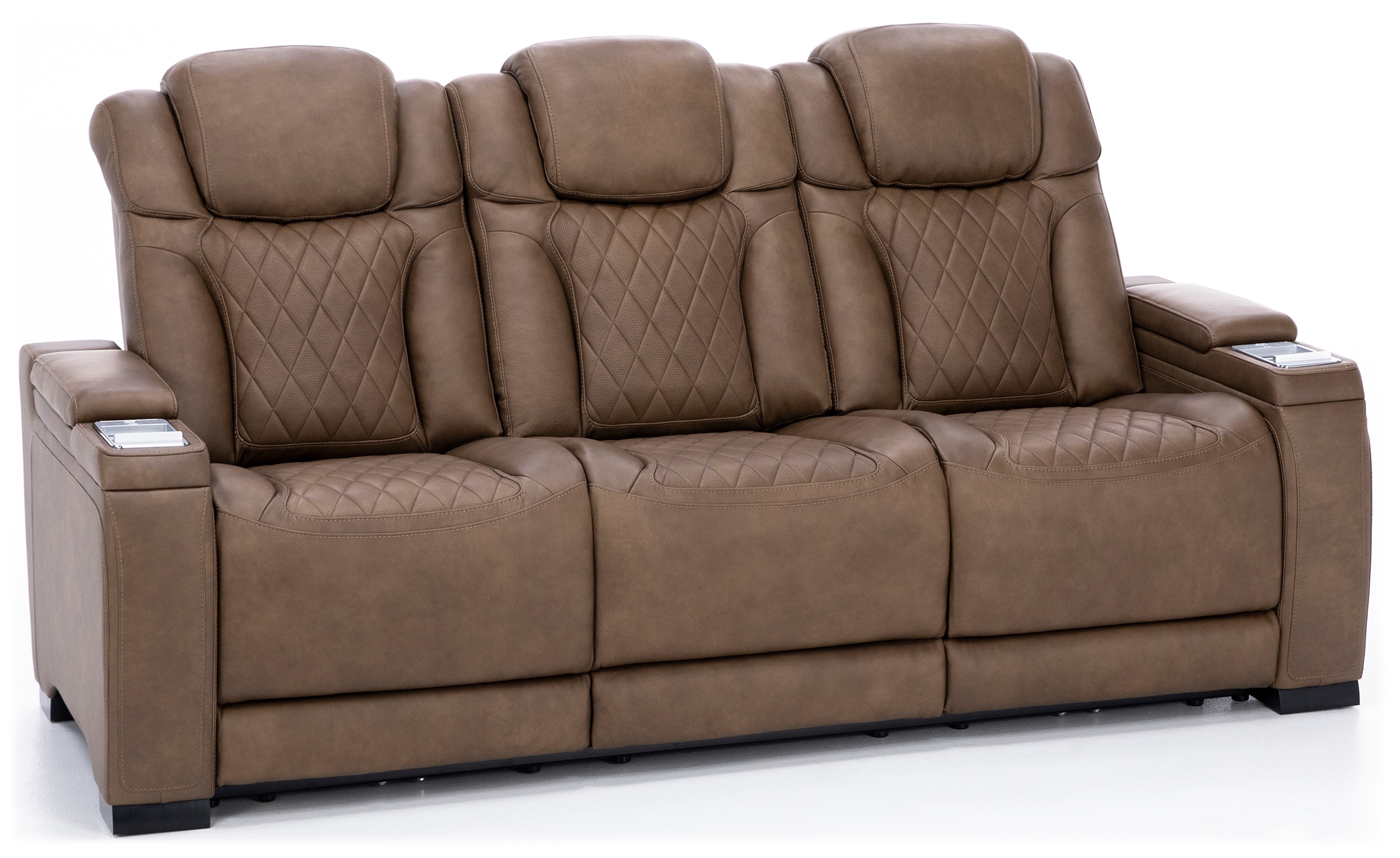 Robin Leather Fully Loaded Reclining Sofa With Drop Down Table in ...