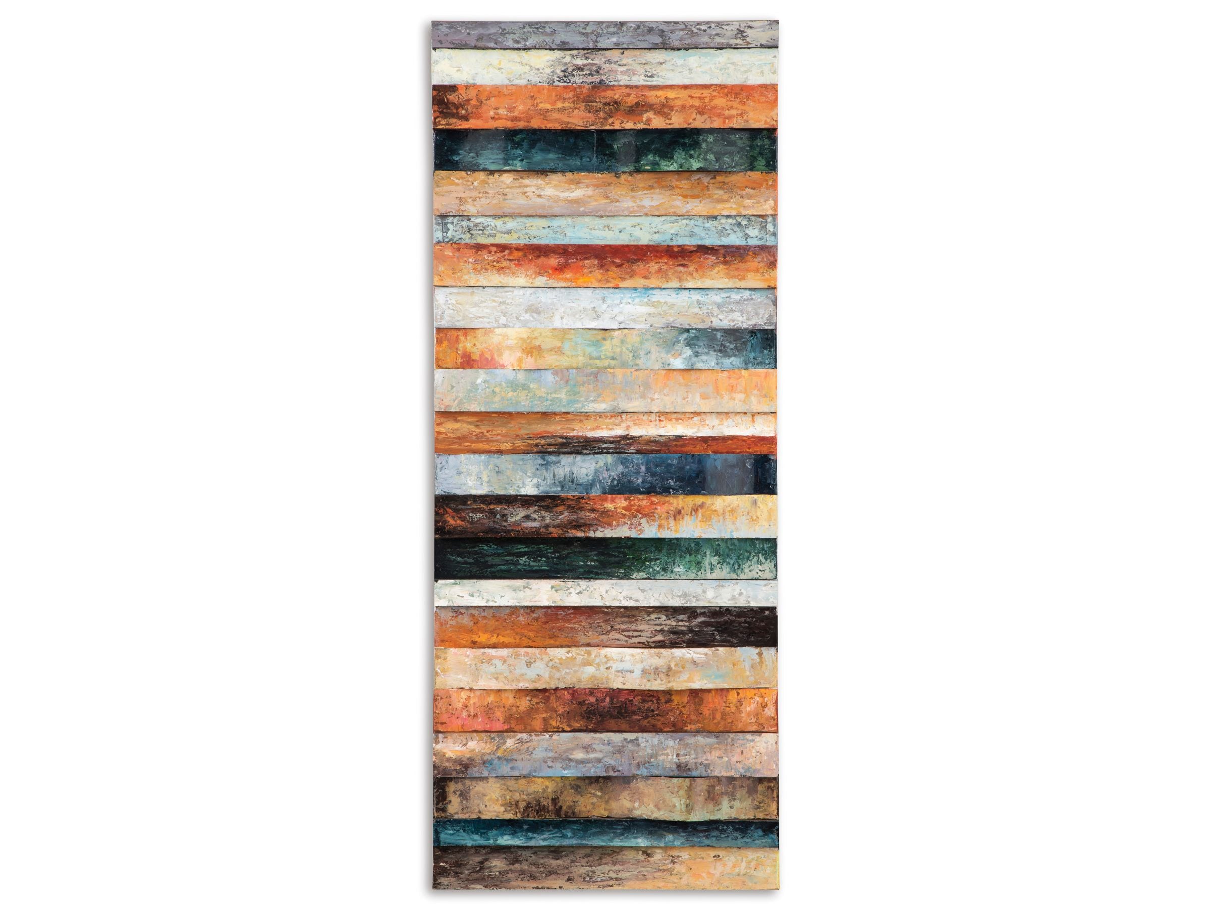 Multi-Colored Curved Plank Design Art 20"W x 50"H | Steinhafels