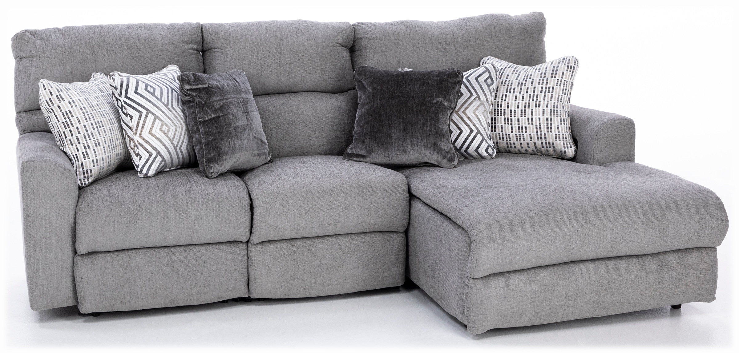 Brisbane 3-Pc. Power Reclining Chaise Sofa In Grey In Right-Facing ...