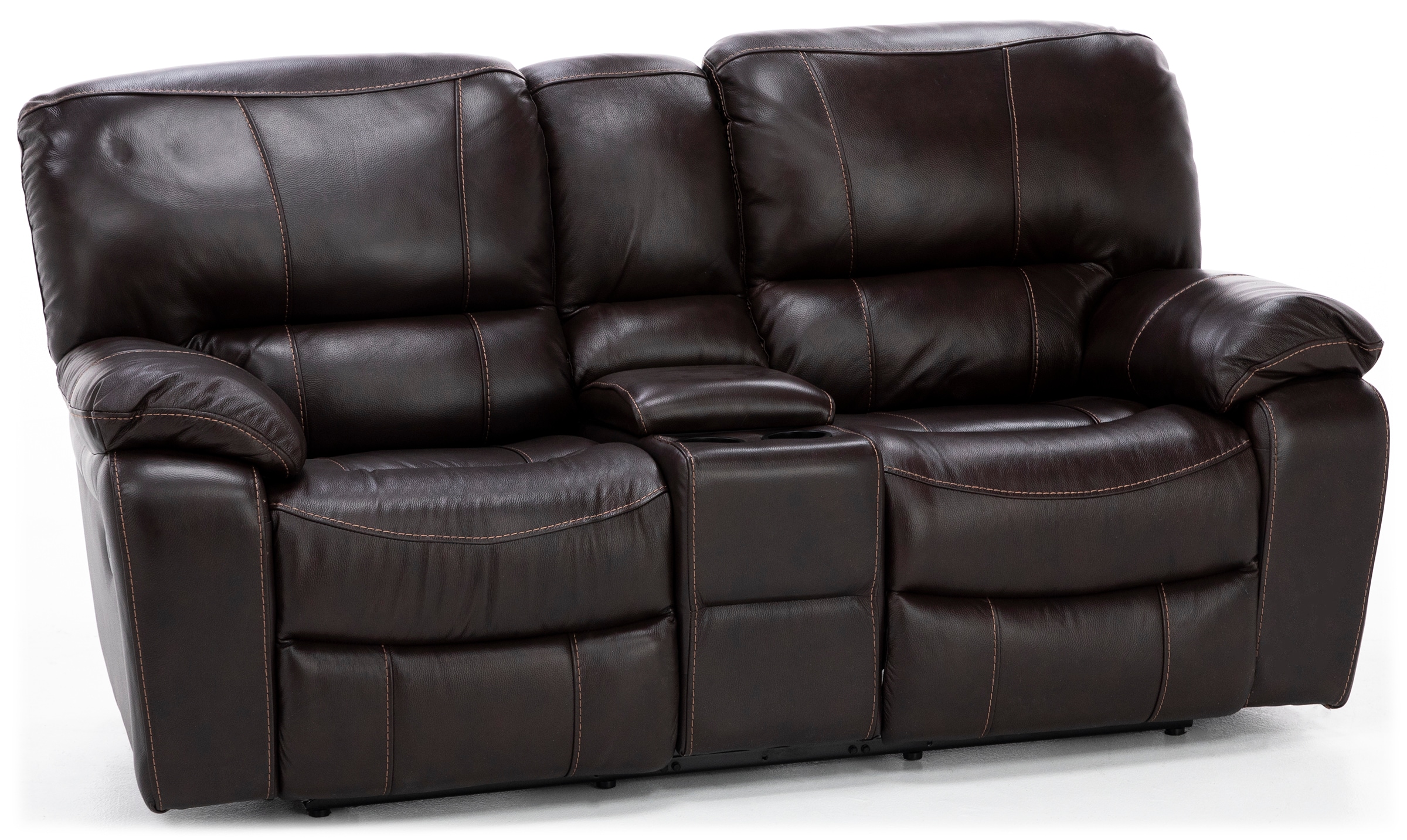 Kameron Leather Reclining Console Loveseat | Steinhafels