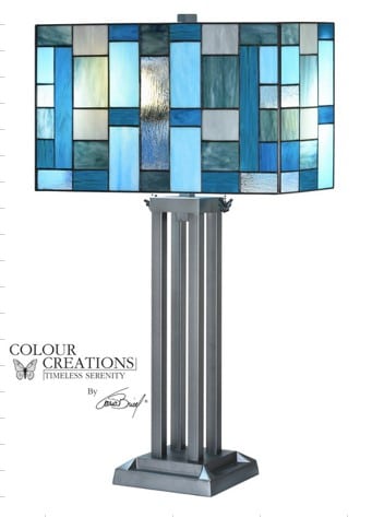 Blue Tiffany-Style Glass Table Lamp 18"W x 28.75"H | Steinhafels