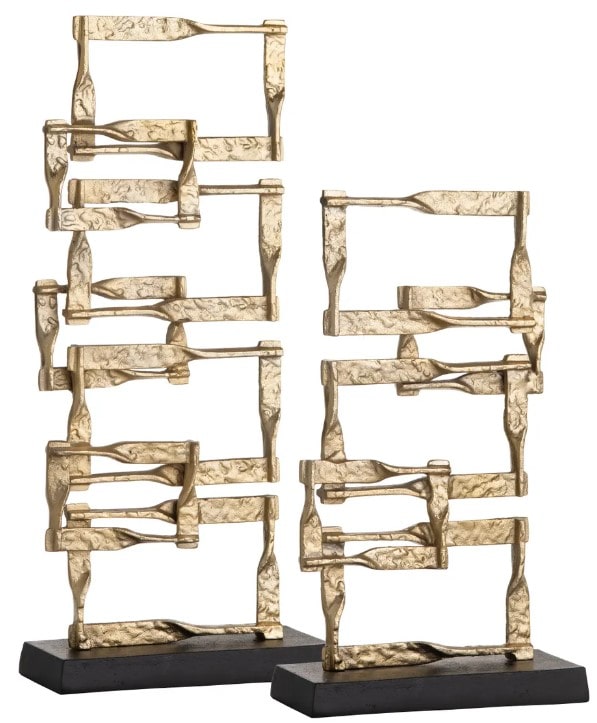 Set of 2 Gold Metal Rectangle Sculptures 17/23"H | Steinhafels