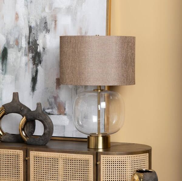 Clear Glass with Gold Shade Table Lamp 28"H | Steinhafels