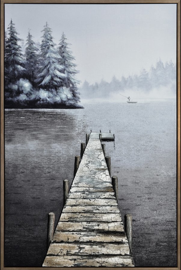Neutral Pier Framed Canvas Art 39"W x 59"H | Steinhafels