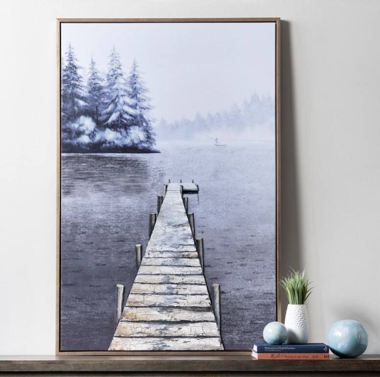 Neutral Pier Framed Canvas Art 39"W x 59"H | Steinhafels
