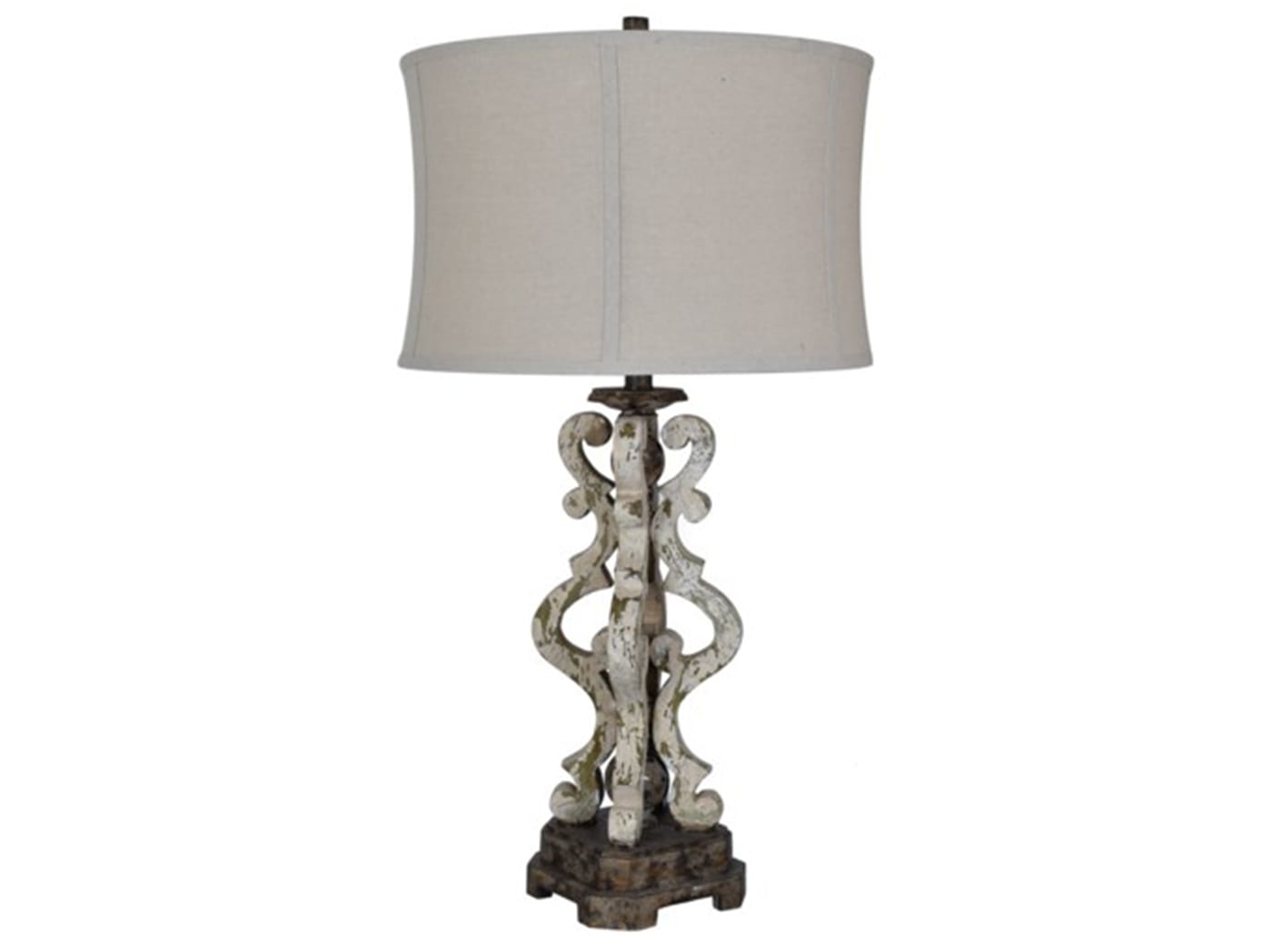 Distressed Green/Rust Scroll Table Lamp 32"H | Steinhafels