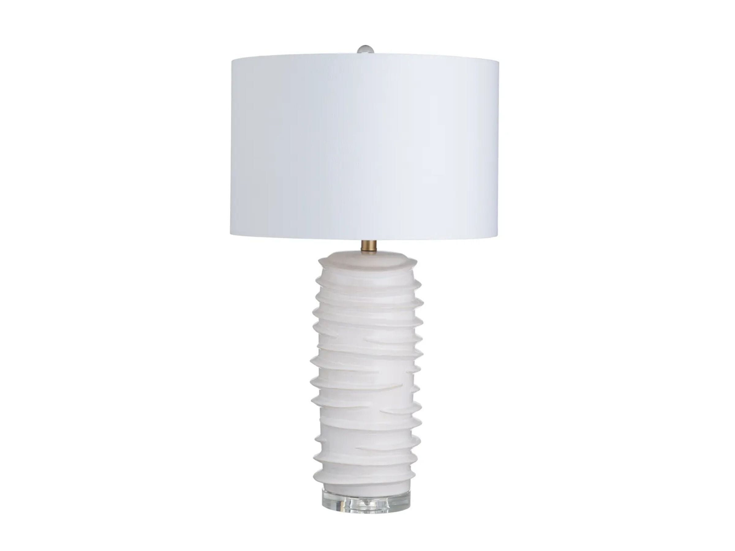 White Ceramic Ridge Table Lamp 29.5"H | Steinhafels