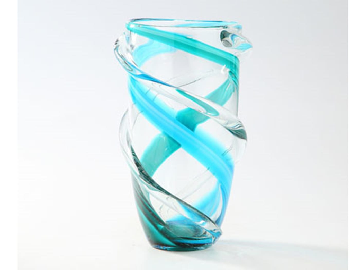 Small Blue and Clear Twist Glass Vase 6"W x 10"H | Steinhafels