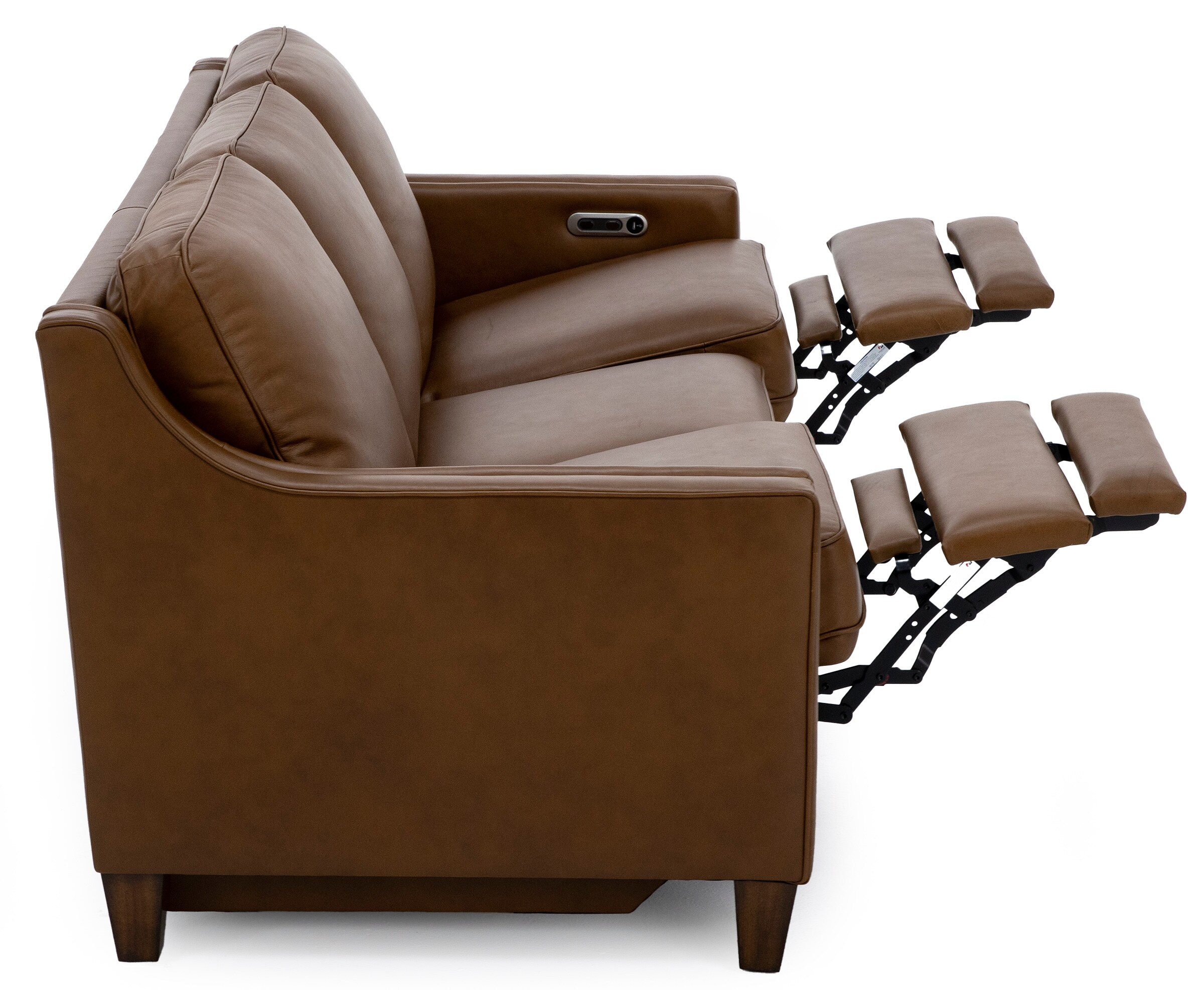 Flexsteel Emery Leather Power Wall Saver Reclining Sofa Brown 87 W x 37 H x 39 L Leather Vinyl Transitional