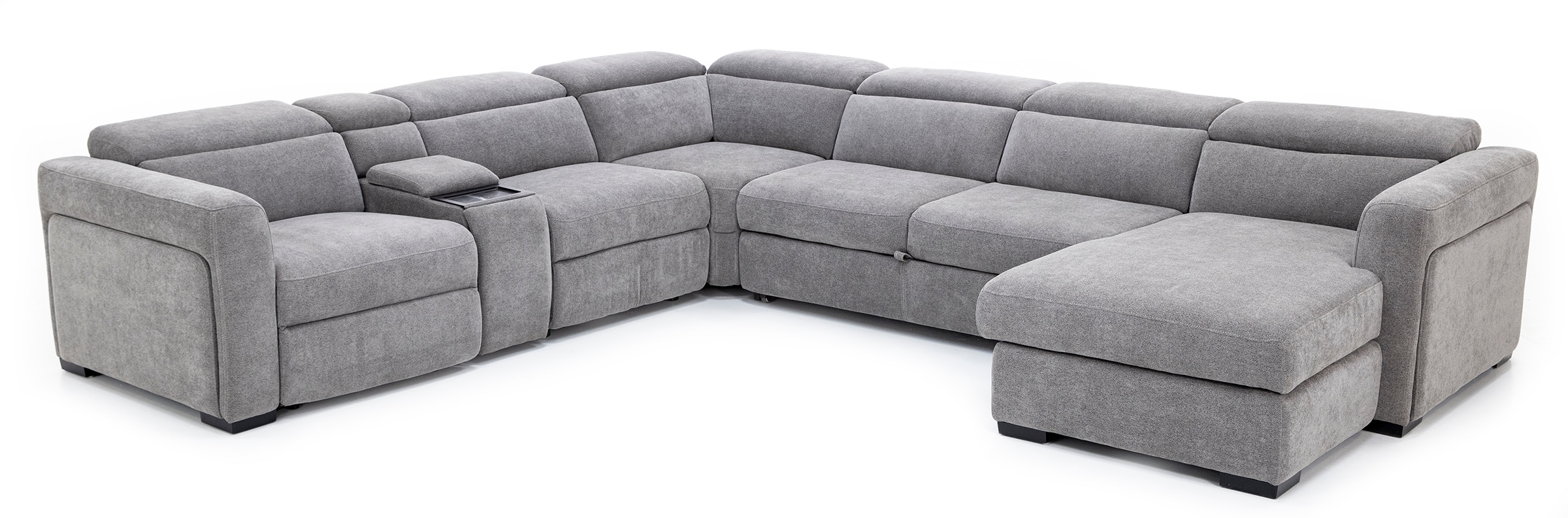 Surround 6-Pc. Fully Loaded Reclining Sectional With Sleeper And ...