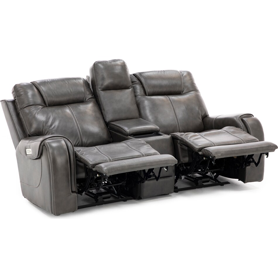 Zion 3-Pc. Leather Fully Loaded Reclining Console Loveseat | Steinhafels