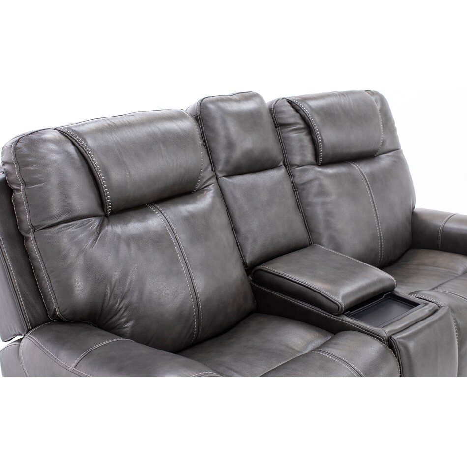 Zion 3-Pc. Leather Fully Loaded Reclining Console Loveseat | Steinhafels
