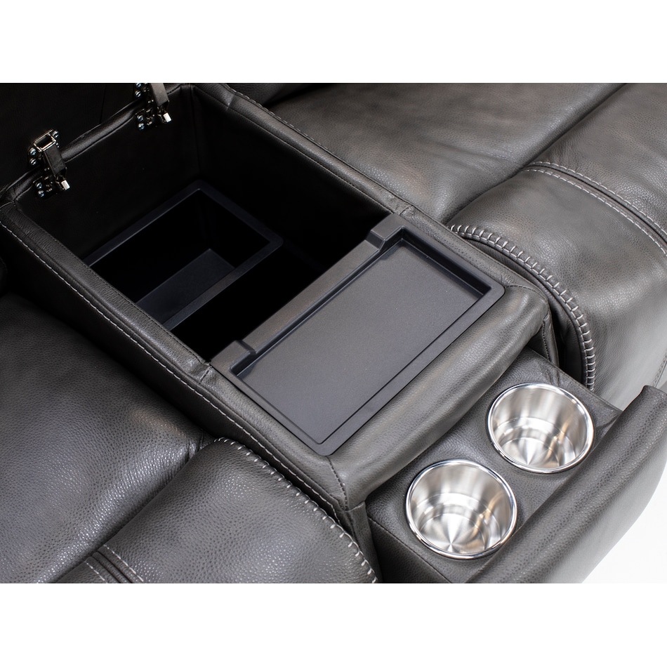 Zion 3-Pc. Leather Fully Loaded Reclining Console Loveseat | Steinhafels