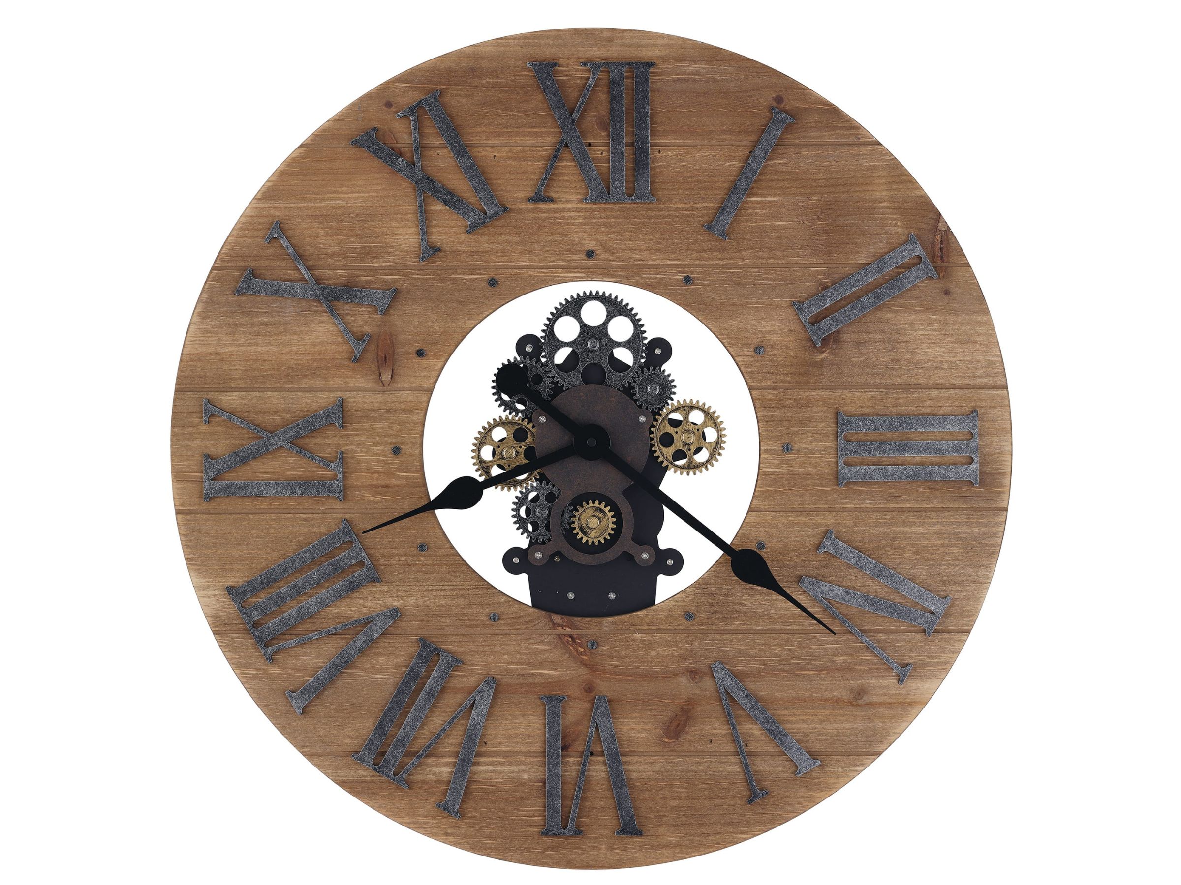 Howard Miller Natural Wood with Gears Wall Clock 24" Round | Steinhafels