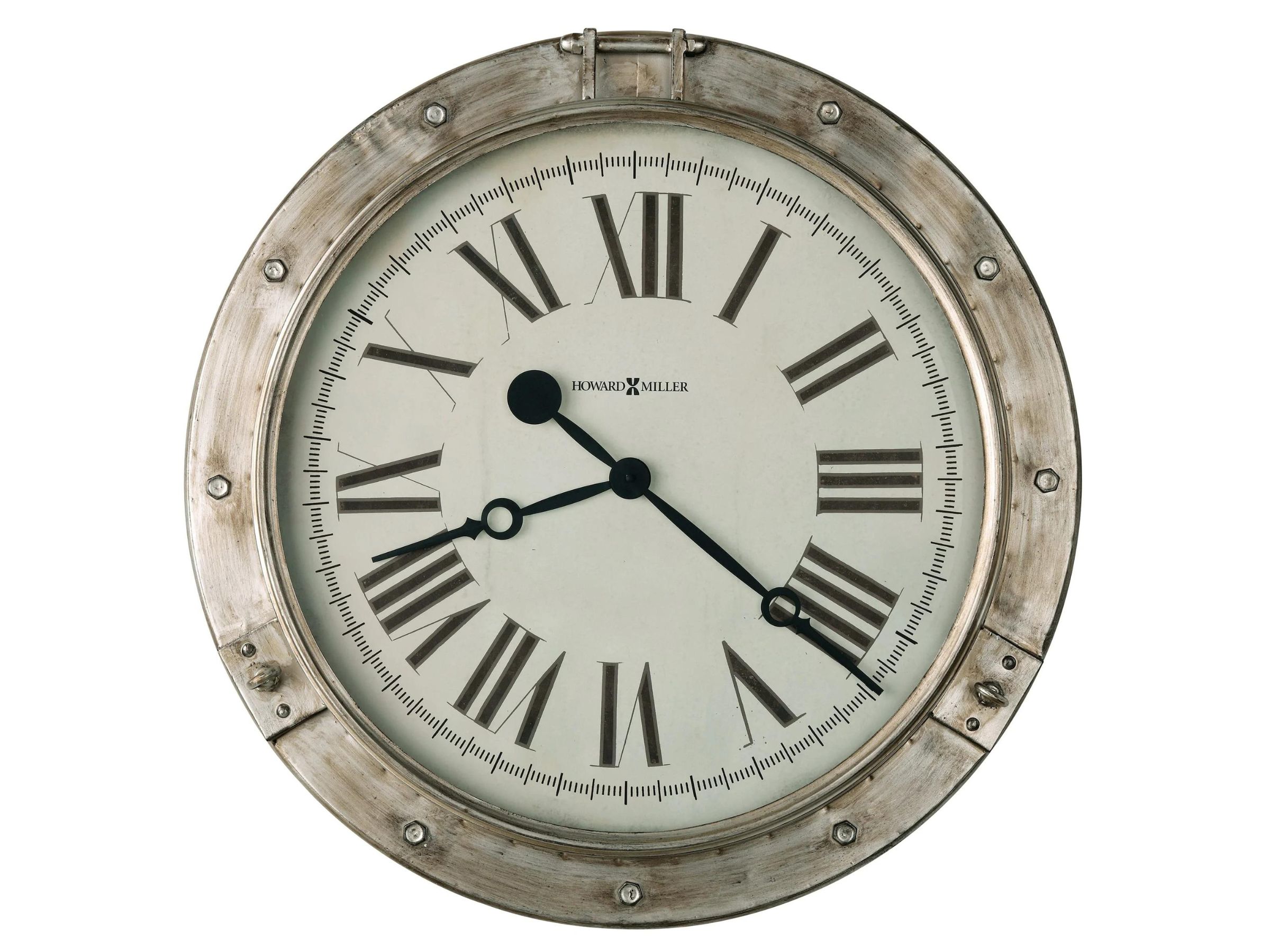 Howard Miller Aged Silver Porthole Wall Clock 28" Round | Steinhafels