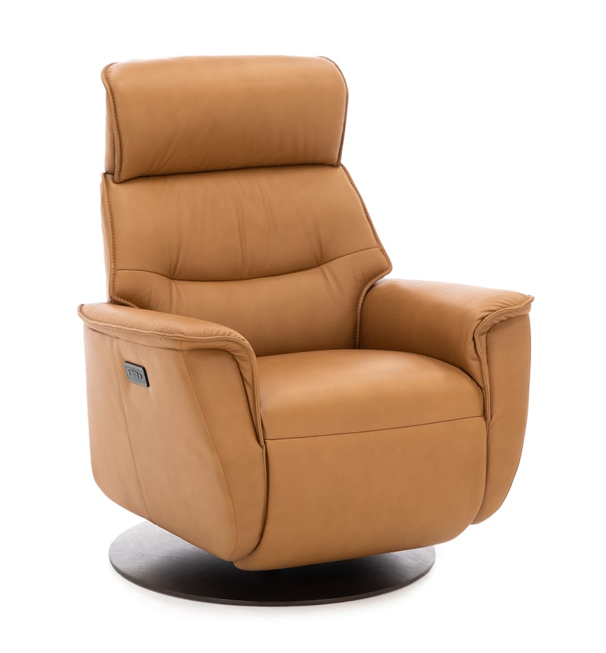 Modern Comfort by Direct Design Rey Leather Large Power Swivel Glider ...
