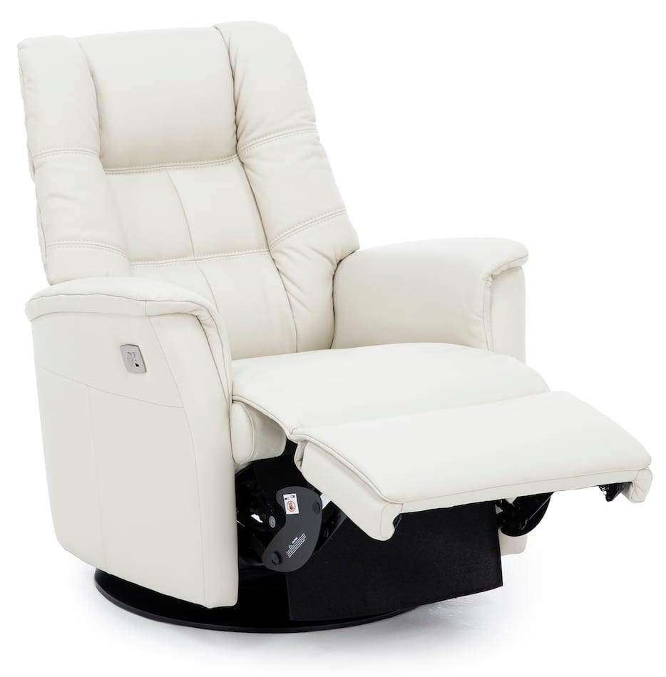 Modern Comfort Direct Designs Veronica Leather Medium Power Swivel Glider Recliner With Glider ...