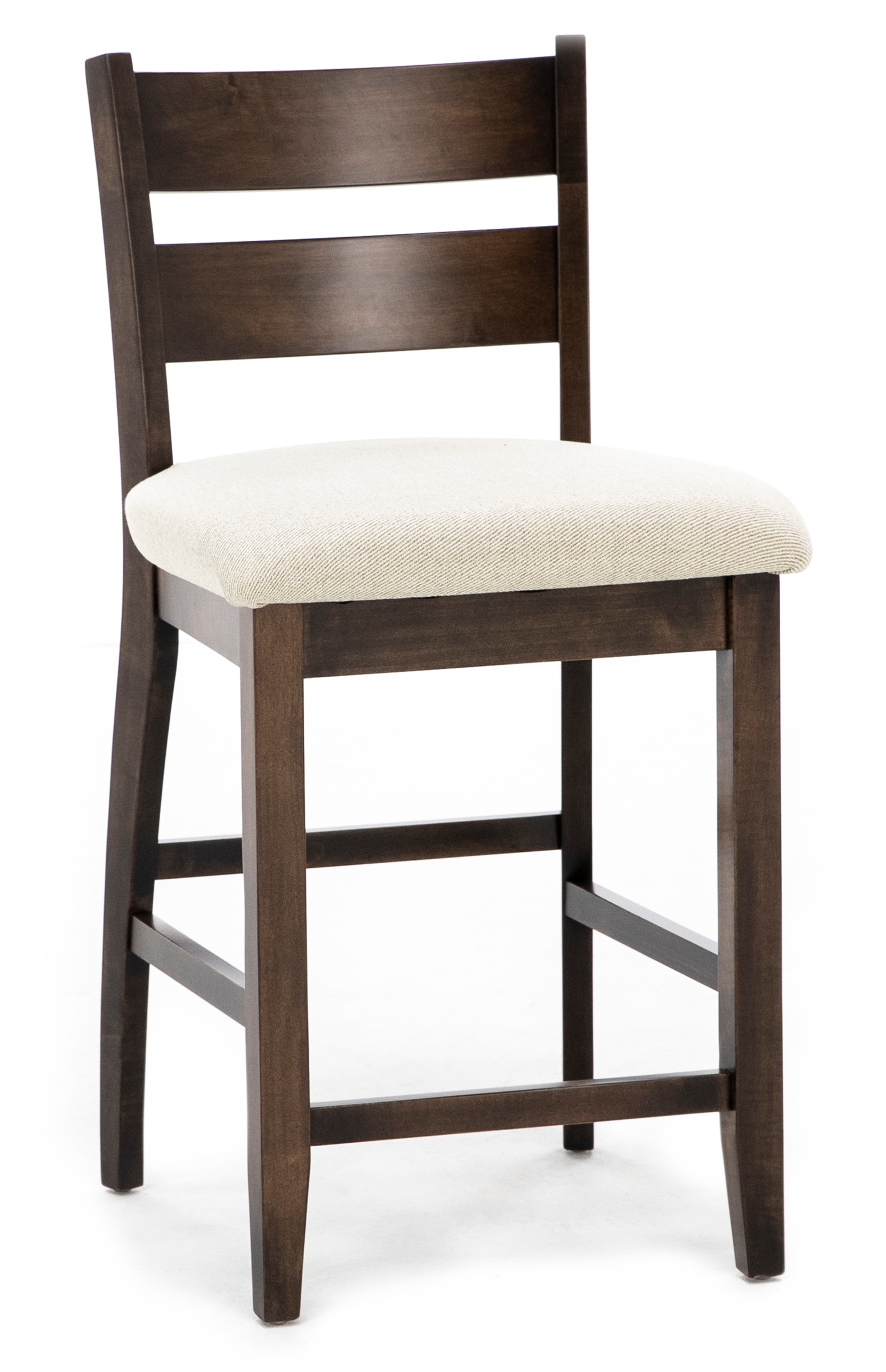 Lillian Ladder Back Upholstered Counter Stool in Walnut | Steinhafels