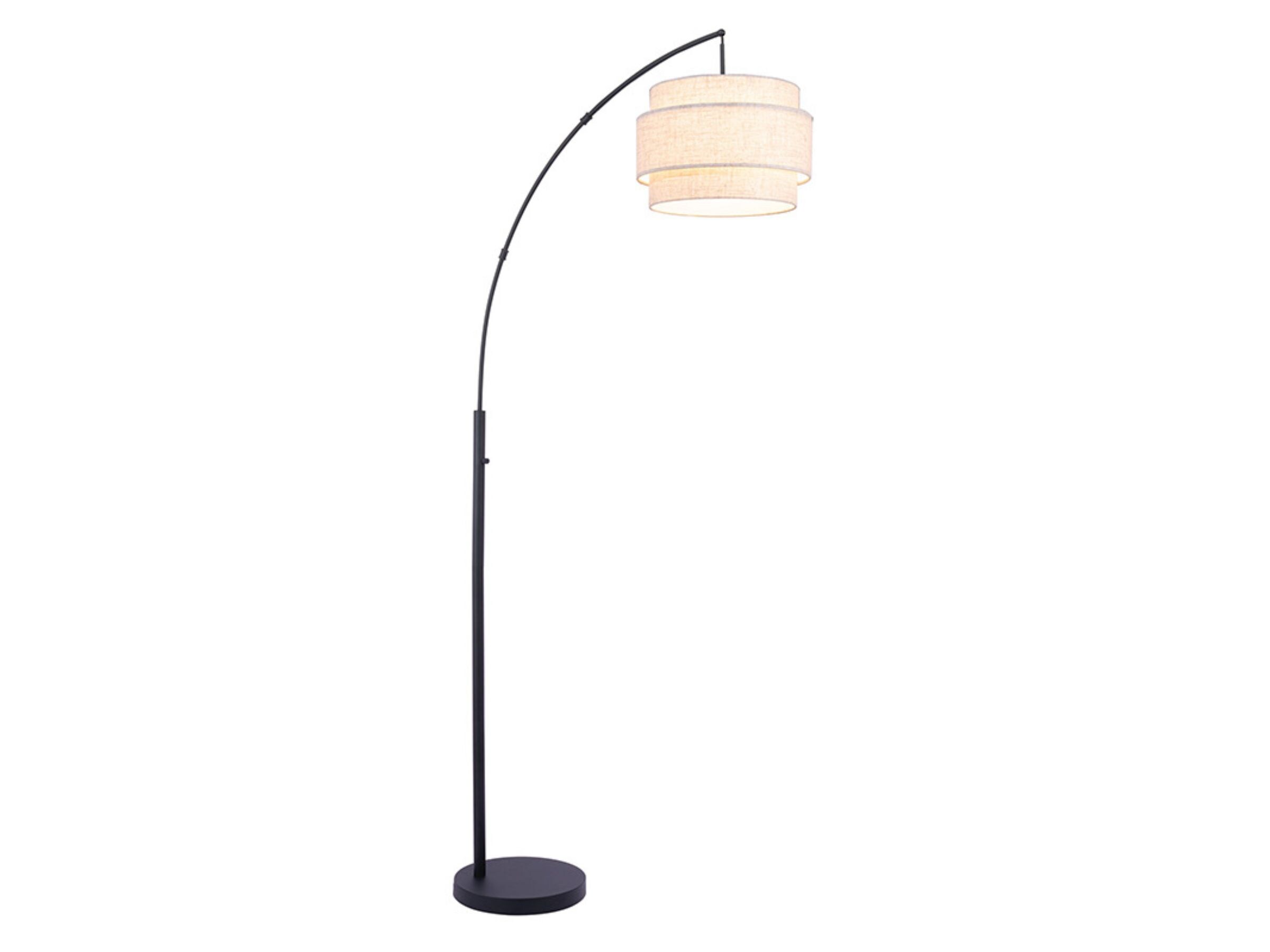 Black Metal With Layered Shade Arc Floor Lamp 86"H | Steinhafels