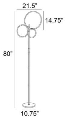 Black Tri Circle LED Floor Lamp 80"H | Steinhafels