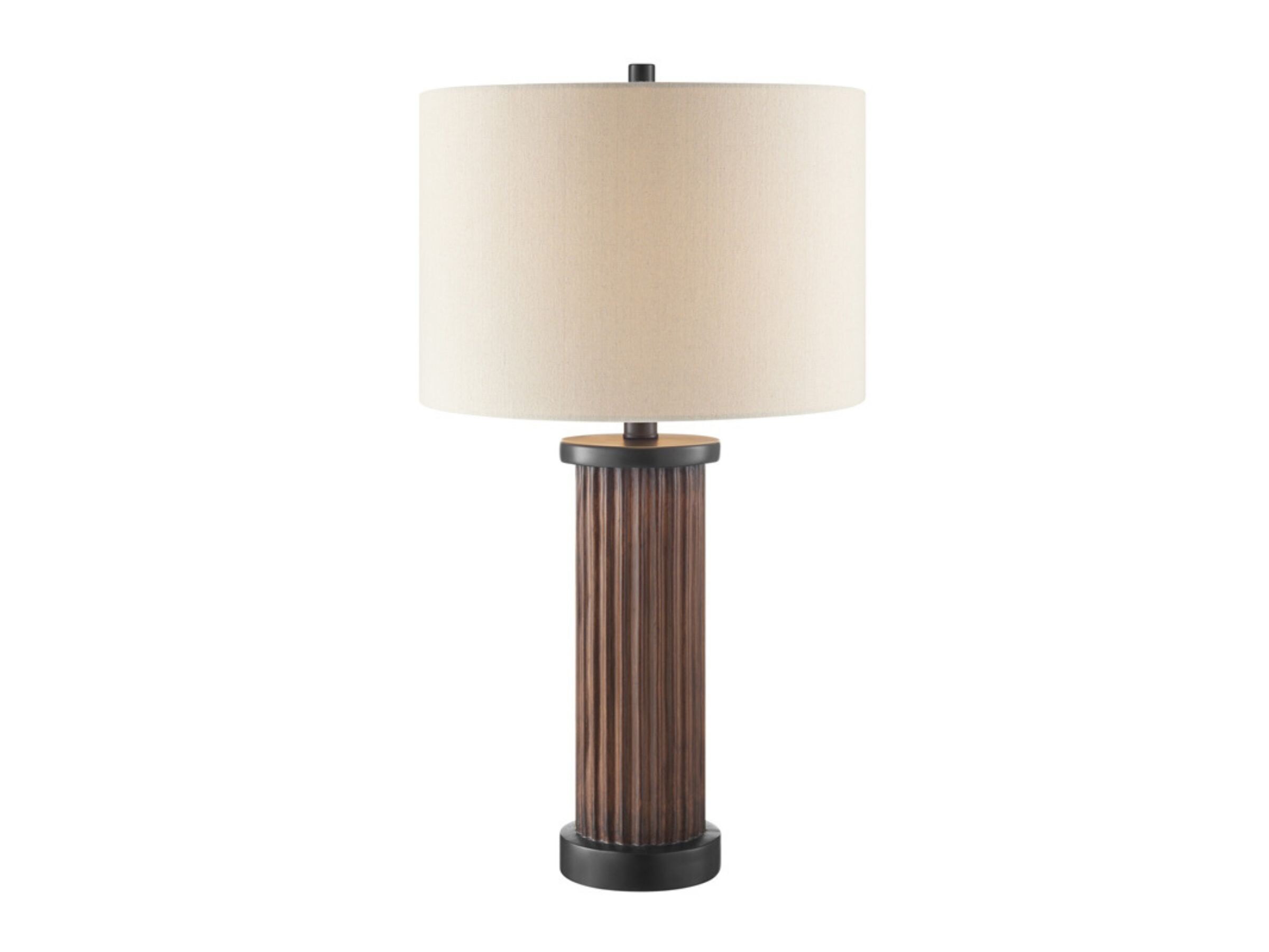 Brown Faux Wood Column Table Lamp 29.5"H | Steinhafels