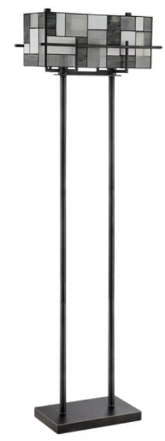 Grey Rectangular Shade Tiffany-Style Glass Floor Lamp 65"H | Steinhafels