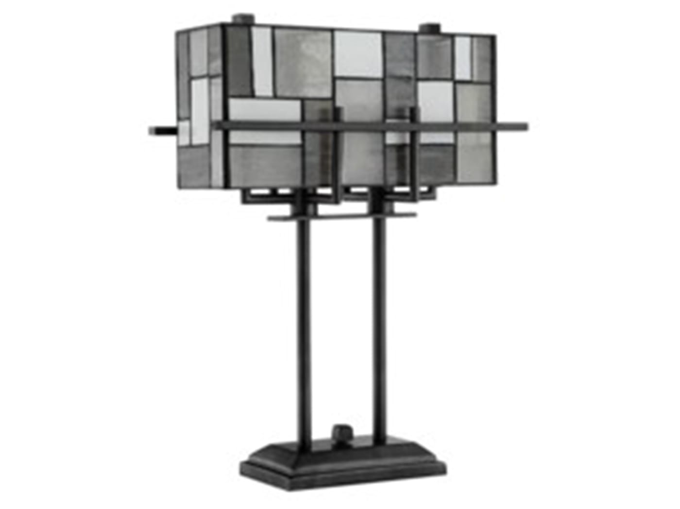 Grey Rectangular Shade Tiffany-Style Glass Table Lamp 21"H | Steinhafels