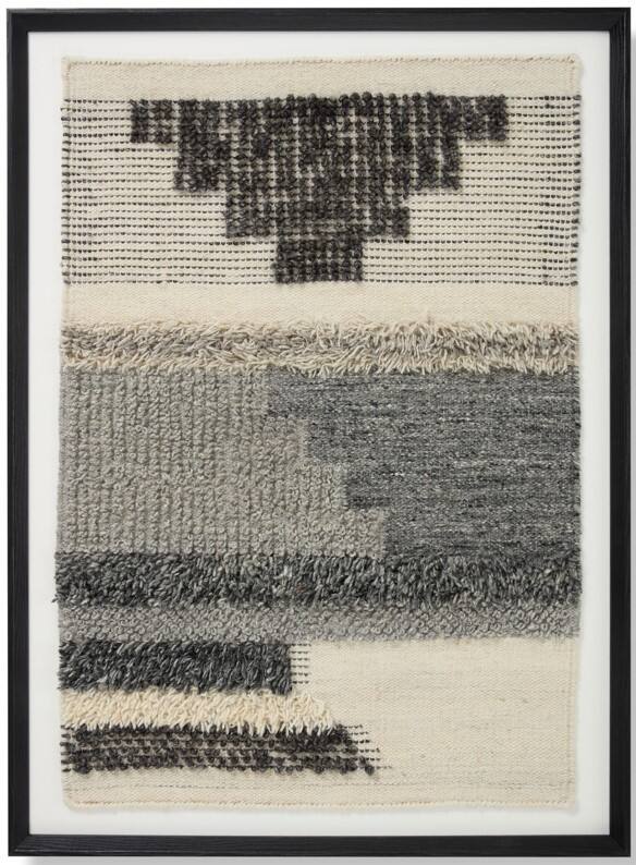 Charcoal and Cream Framed Textile 40"W x 30"H | Steinhafels