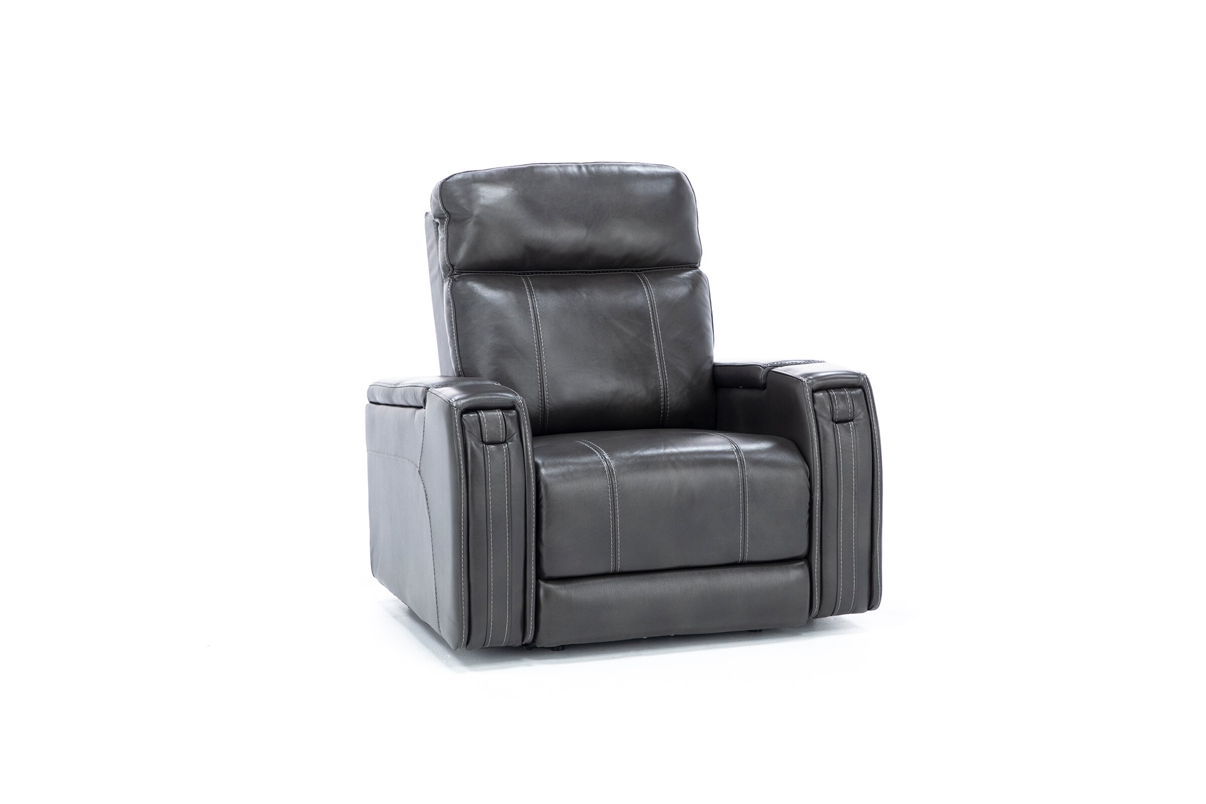 Hannah Leather Fully Loaded Recliner in Smoke | Steinhafels