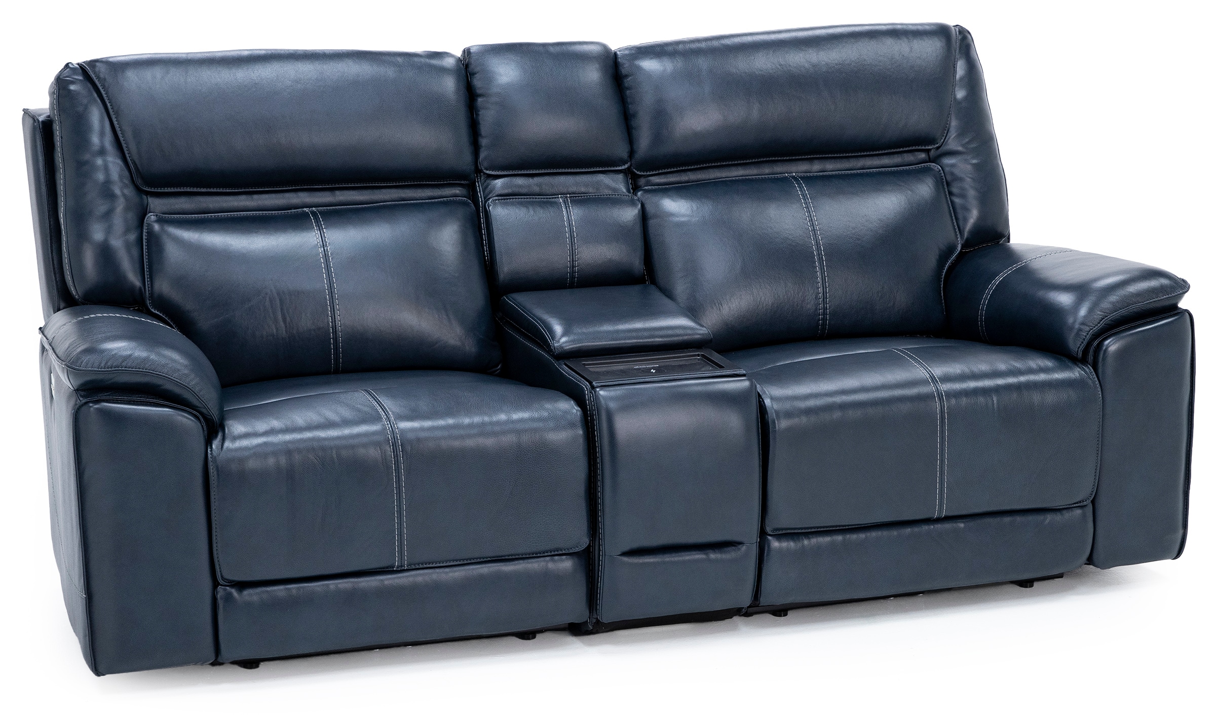 Duke 3-Pc. Leather Fully Loaded Zero Gravity Console Reclining Loveseat ...