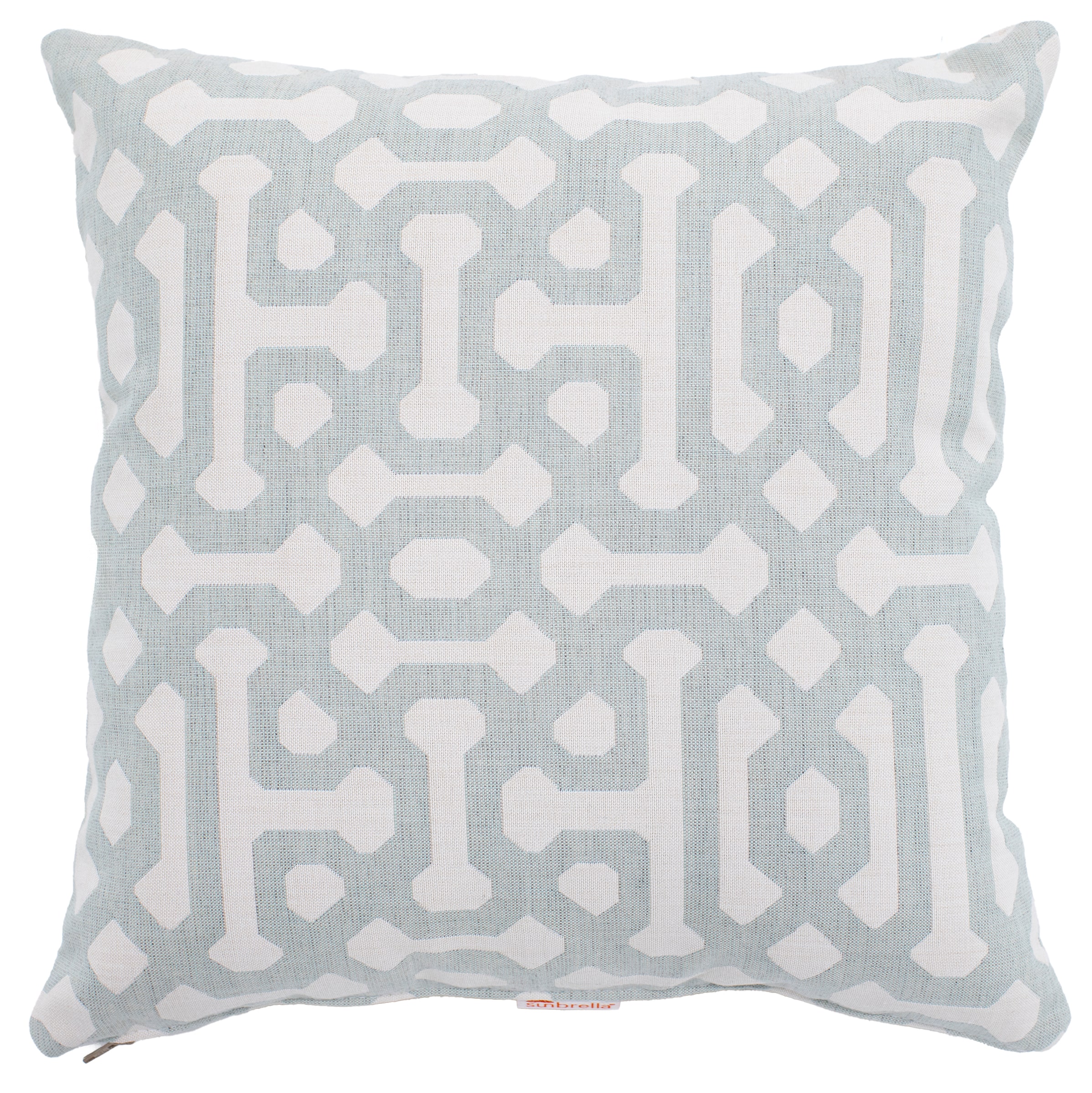 Fretwork Mist Sunbrella Outdoor Pillow 16"W x 16"H | Steinhafels