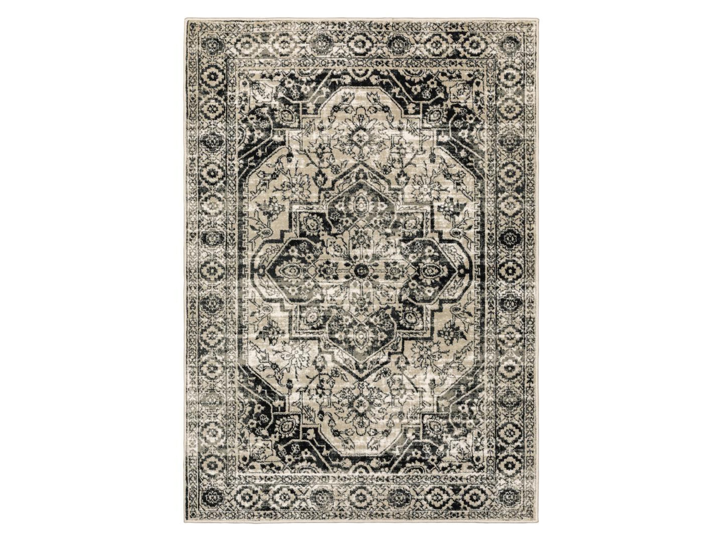 Georgia Black/Neutral Medallion Area Rug 5'3"W x 7'3"L | Steinhafels