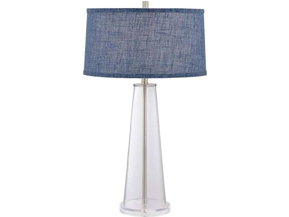 Glass Cone with Denim Shade Table Lamp 29.5"H | Steinhafels