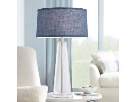 Glass Cone with Denim Shade Table Lamp 29.5"H | Steinhafels