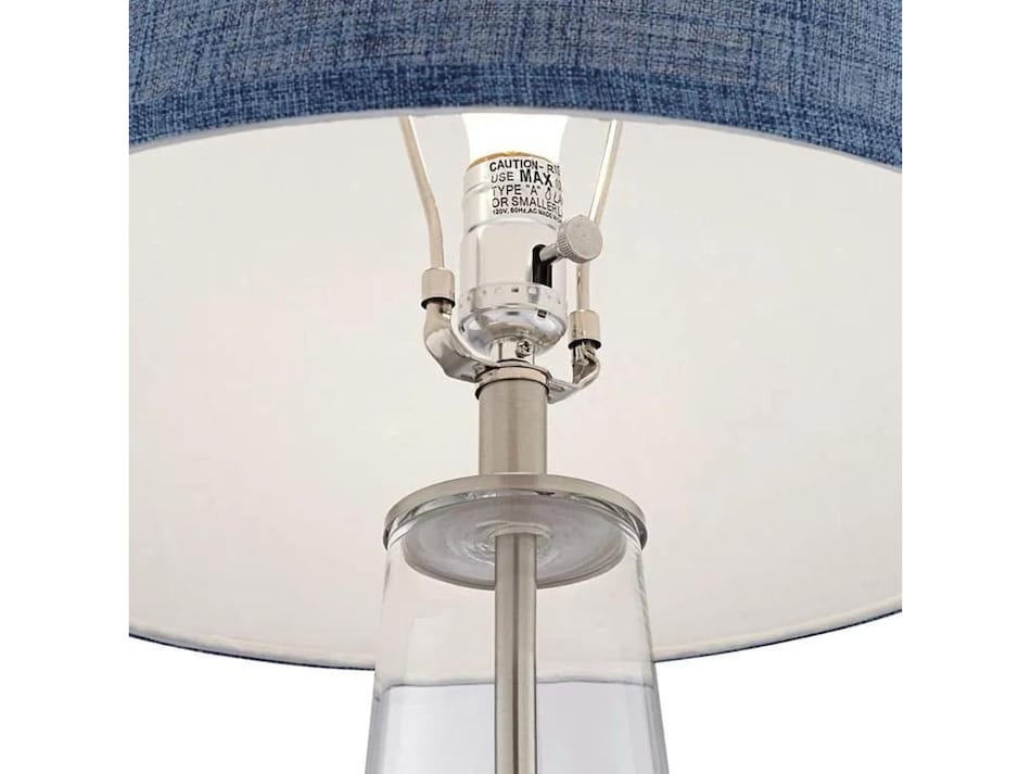 Glass Cone with Denim Shade Table Lamp 29.5"H | Steinhafels