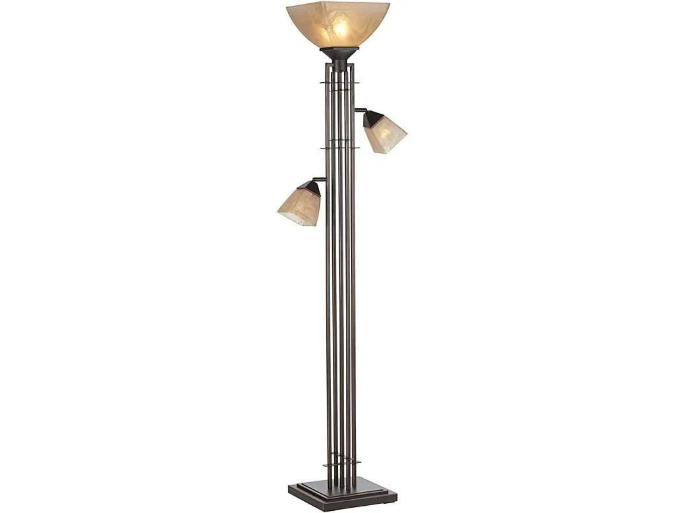 Metal Architectural Lines With 2 Reading Lights Torchiere 72"H ...