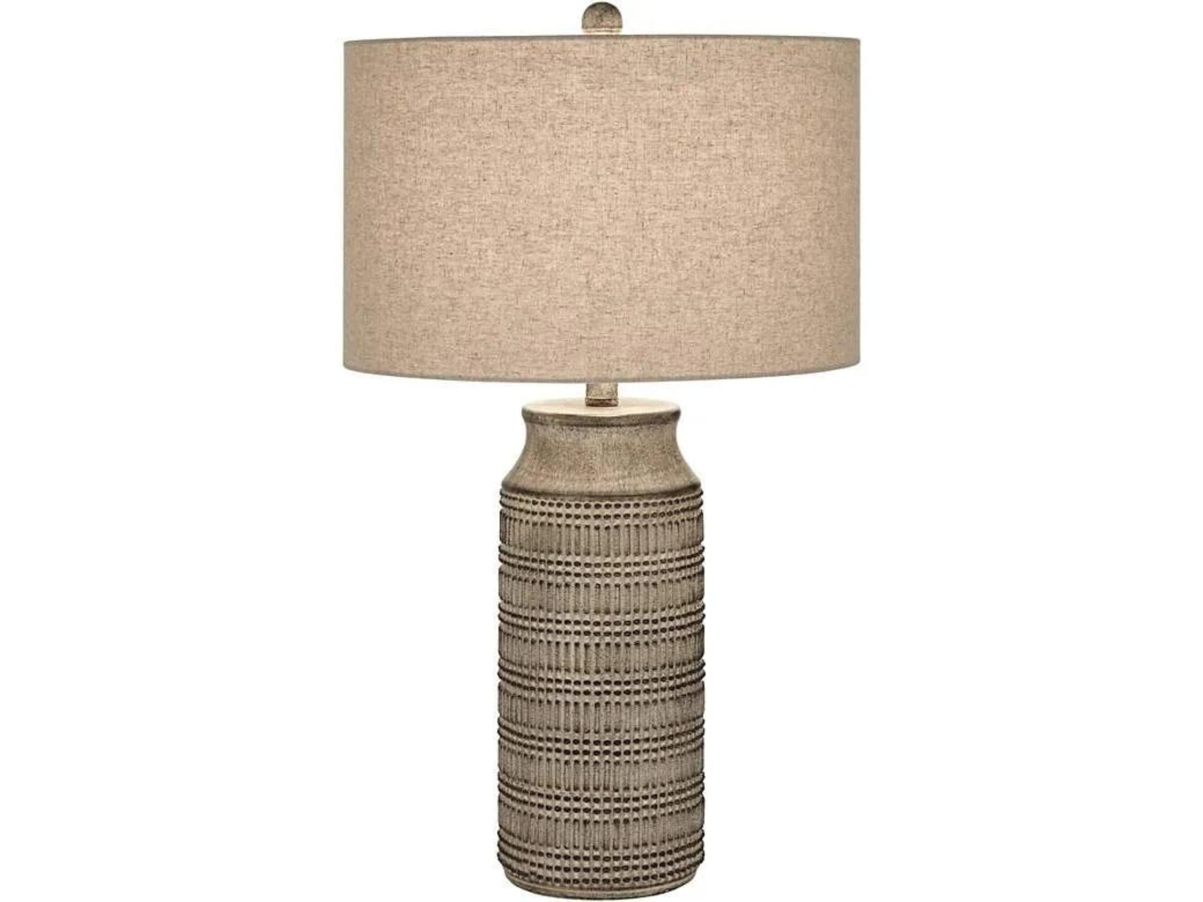 Taupe Textured Column Table Lamp 29"H | Steinhafels