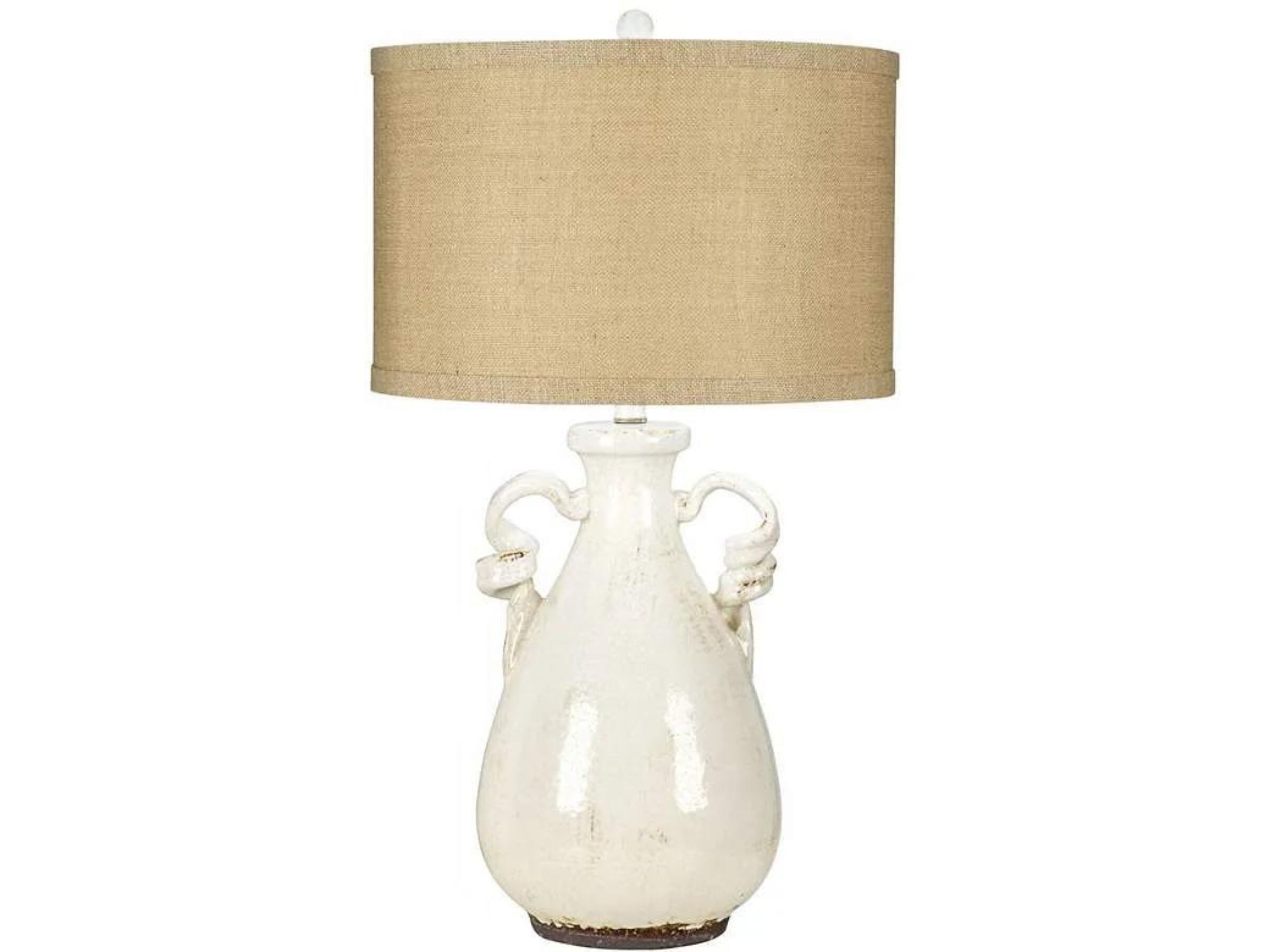 White Ceramic with Handles Table Lamp 29"H | Steinhafels