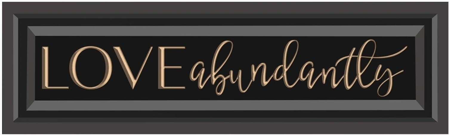 Black and Cream Wood Carved Love Abundantly Art 40"W x 12"H | Steinhafels