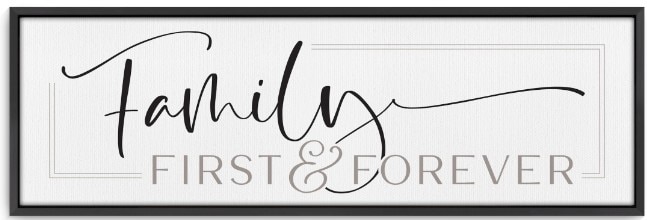 Black and White Family First Canvas 30"W x 10"H | Steinhafels