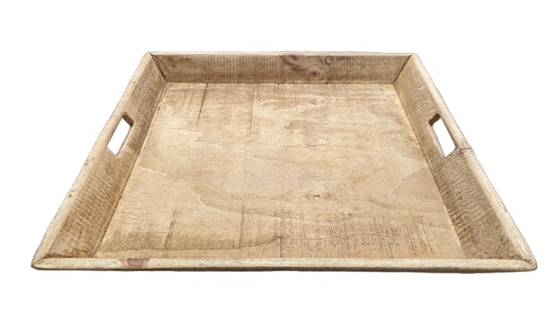 Natural Serving Tray with Handles 24"W x 24"D | Steinhafels