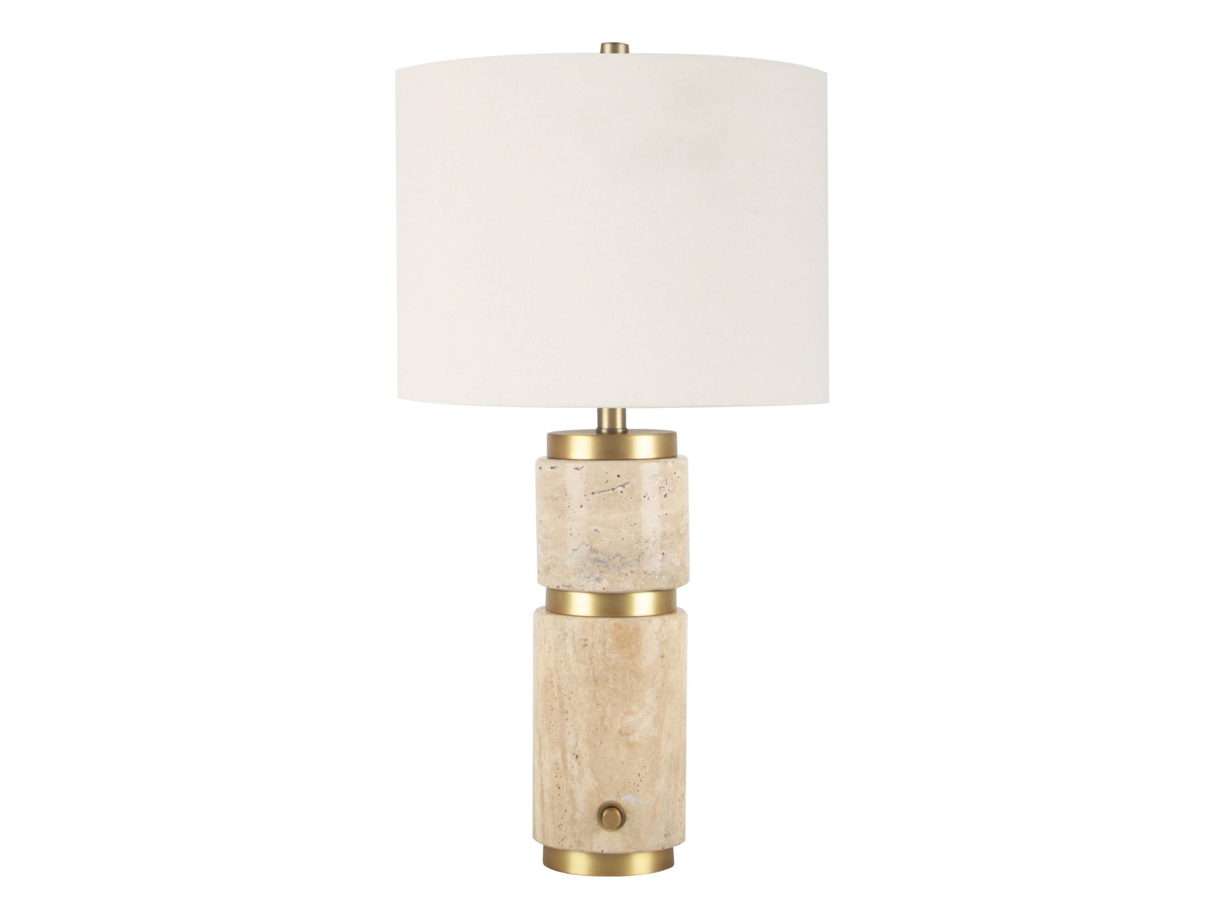 Gold and Ivory Travertine Table Lamp 26"H | Steinhafels