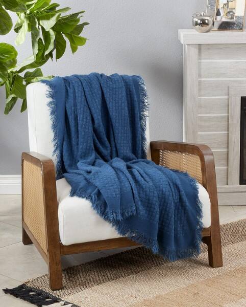 Navy Blue Waffle Weave Throw 50"W x 60"L | Steinhafels