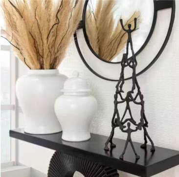 Metal Human Pyramid Sculpture 9"W x 29"H | Steinhafels