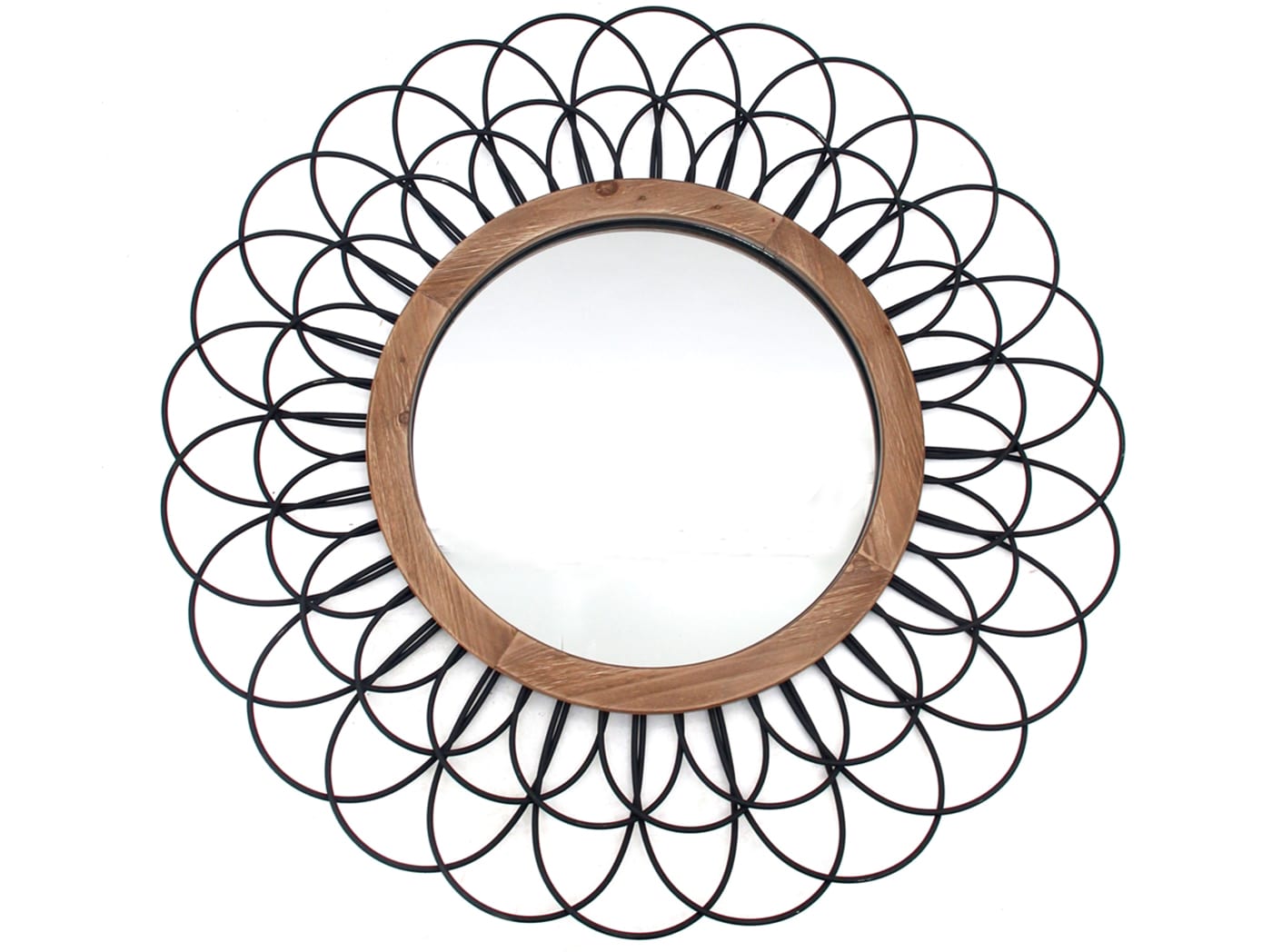 Black Metal Loop Wall Mirror 40" Round | Steinhafels