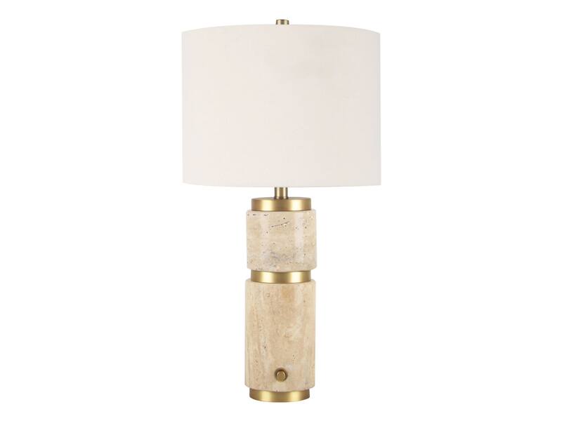 Gold and Ivory Travertine Table Lamp 26"H | Steinhafels
