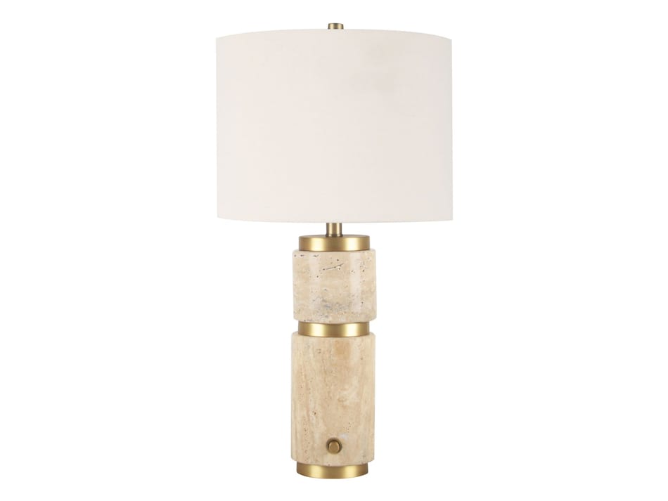 Gold and Ivory Travertine Table Lamp 26"H | Steinhafels