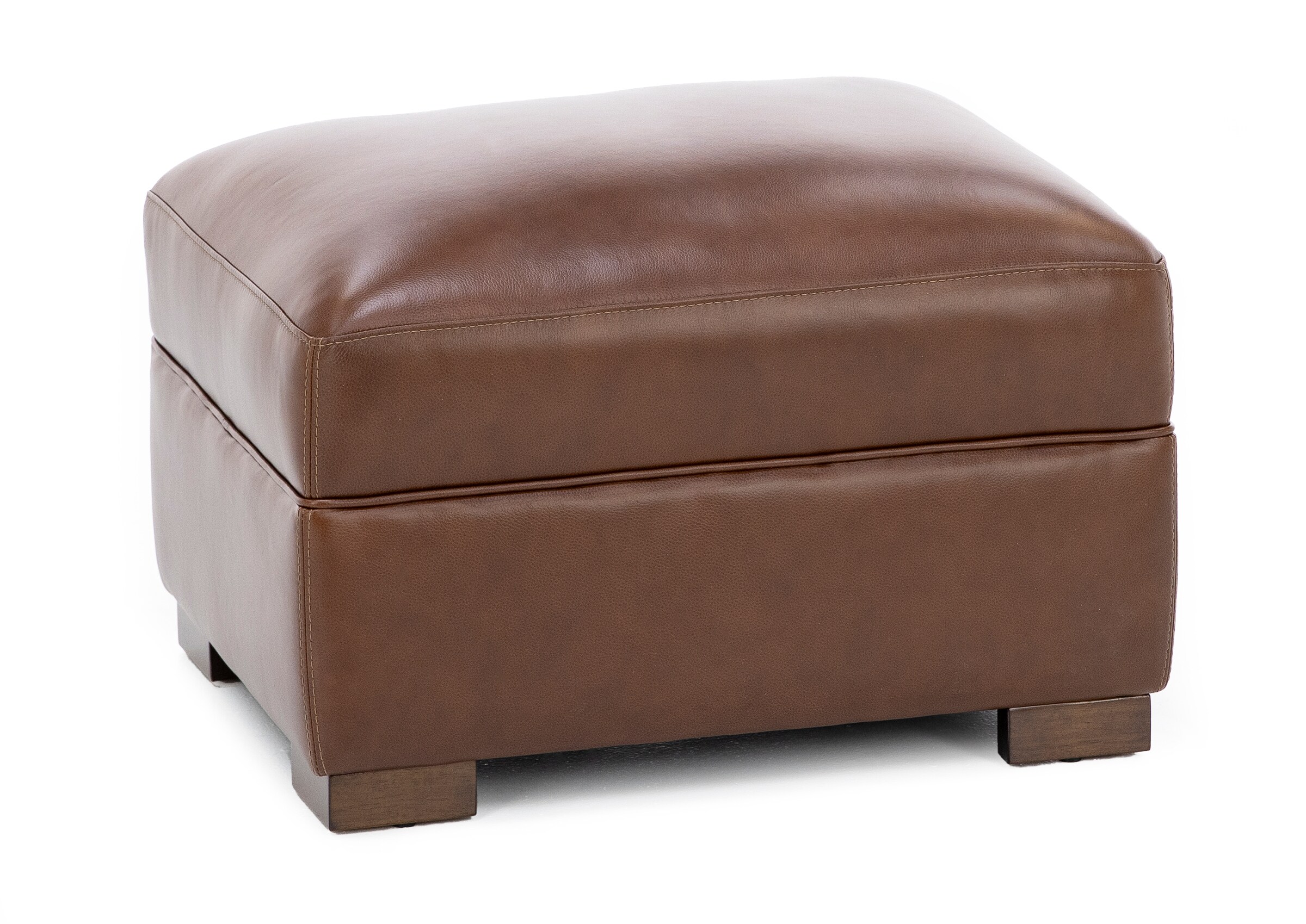 William Leather Ottoman in Chestnut | Steinhafels