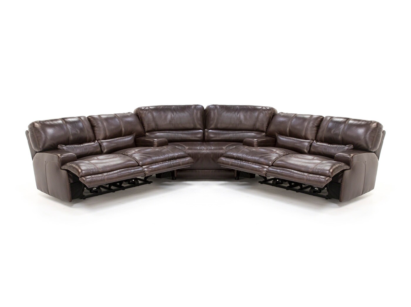 Placier 3-Pc. Leather Power Reclining Sectional w/2 Loveseats in Coffee ...